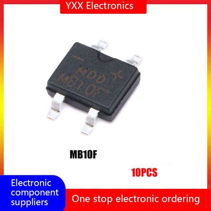 10ชิ้น0.5A MB10F SMT ของแท้วงจรเรียงกระแสเต็มคลื่นแบบบริดจ์1000V สแต็ก ...