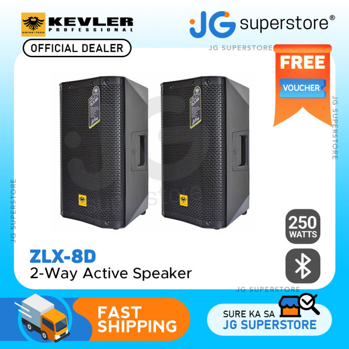 KEVLER ZLX-8D 8" 250W 2-Way Full Range Active Loud Speaker (PAIR) with ...