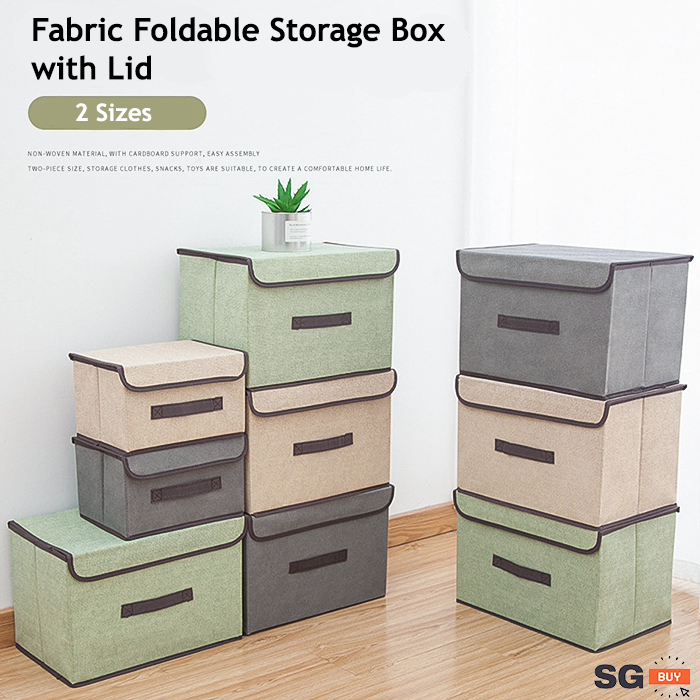 Japanese Style Foldable Box Storage Organizer with Lid Large Non-Woven ...