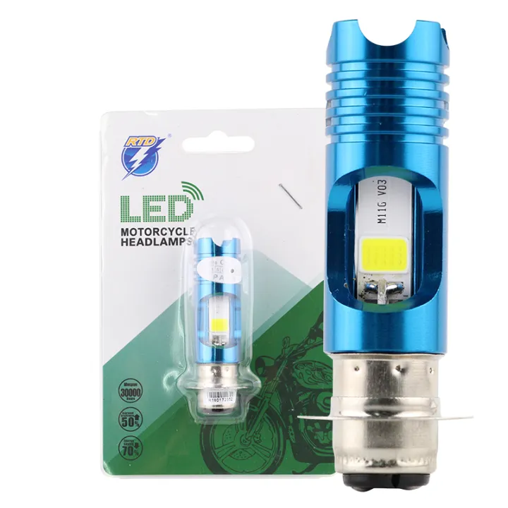 P15D T19 LED Motorcycle Headlight Bulb 16W White+Blue P15D T19 Hi/Lo ...
