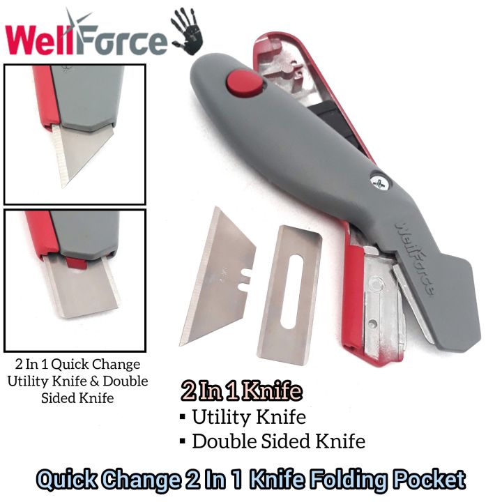 WellForce Heavy Duty Quick Change 2-In-1 Knife Folding Pocket Utility ...
