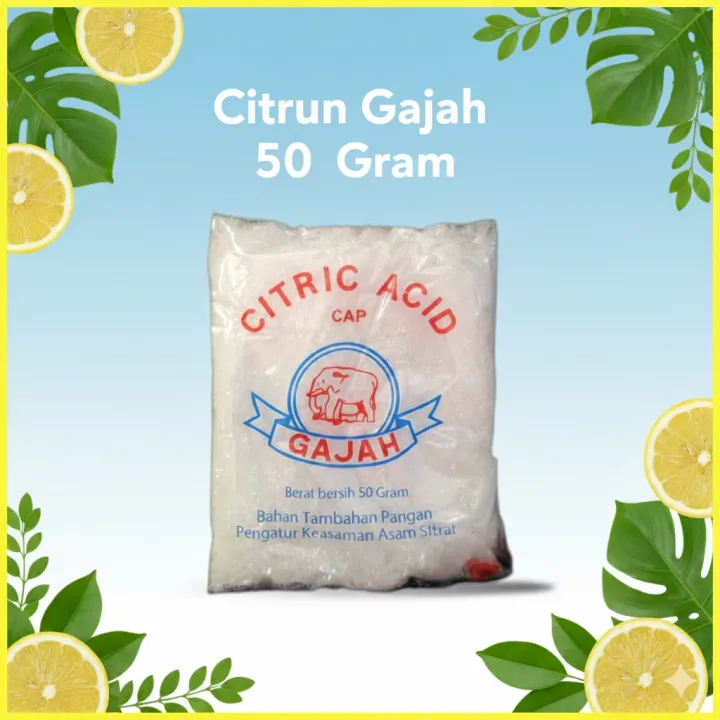 (1 sachet) Citrun Cap GAJAH 50gr Sitrun Citric Acid / Asam Sitrat ...
