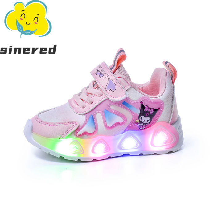 Sineed แฟชั่นนำแสงสาวเรืองแสงรองเท้าเจ้าหญิงสบายลื่น Velcro รองเท้ากีฬา ...