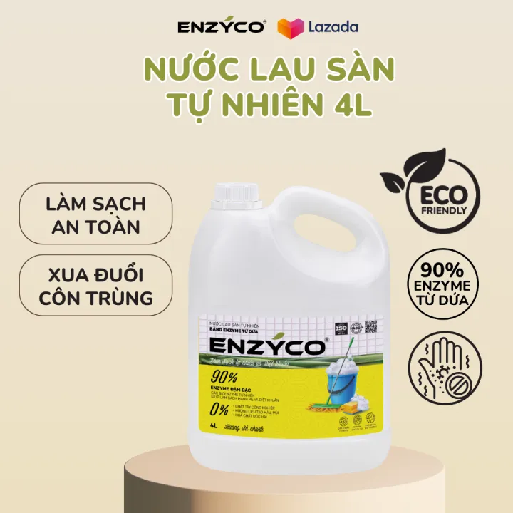 Nước lau sàn sinh học ENZYCO can 4L - 90% Enzyme từ dứa thân thiện môi ...
