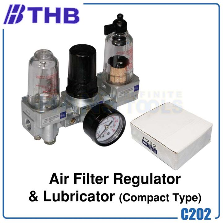 THB C202 Air Filter Regulator & Lubricator Compact Type (Silver ...