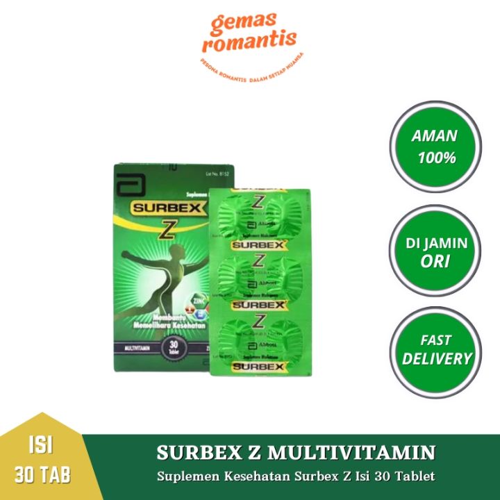 Surbex Z Isi 1 Box 30 Tablet Penambah Vitamin C, B1, B2, B6, B12, E Dan ...