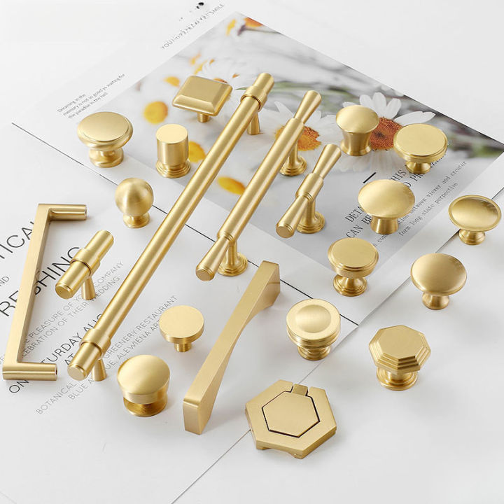 Scandinavian Light Luxury Gold Closet Door Handle Solid Brass Handle ...