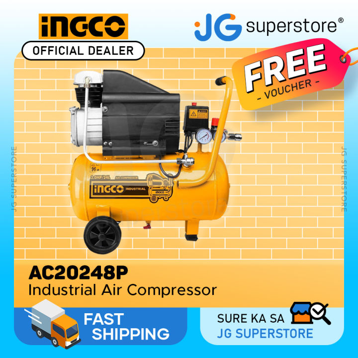 INGCO 2HP Industrial Air Compressor with 240V, 24L Tank, 2850rpm, and ...