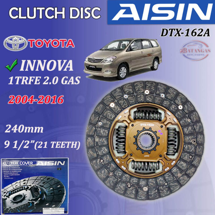 AISIN CLUTCH DISC TOYOTA INNOVA 1TRFE 2.0 GAS 2004-2016 DTX-162A | Lazada PH