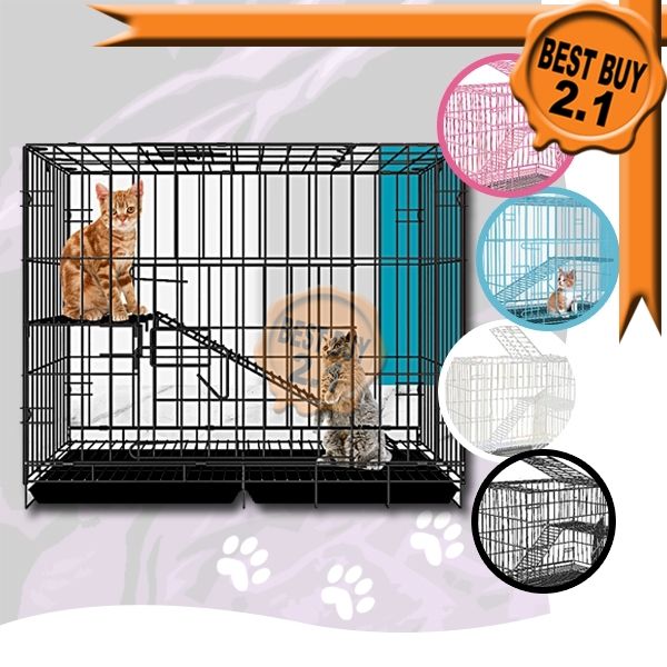 READY STOCK 2 LEVEL MEDIUM PET CAGE (60 X 42 X 50 CM) CAT CAGE SANGKAR ...