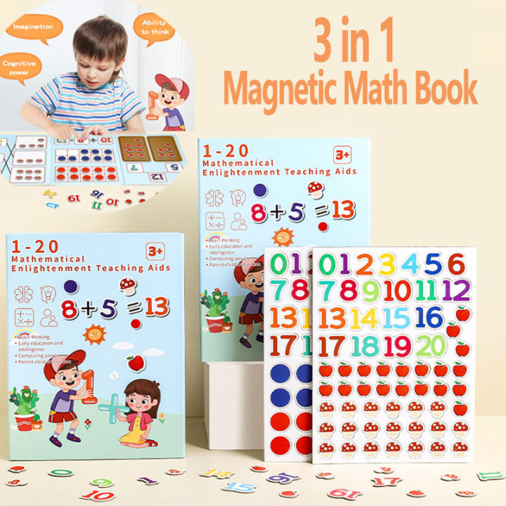 3 in 1 Magnetic Math Book Kindergarten Addition Subtraction Games ...