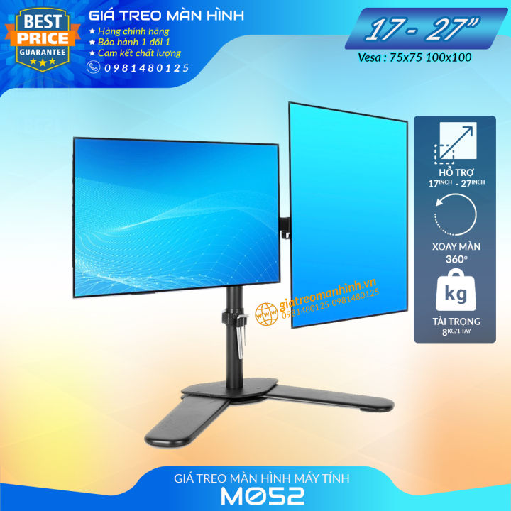 Giá Treo 2 Màn Hình M042 Cao Cấp 17-27 Inch / Tải Trọng 8Kg - Thiết Kế Chân V Để Bàn | Lazada.vn