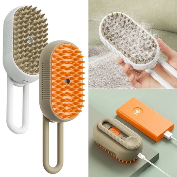 Rechargeable Cat Steamy Brush Set Kit Self Cleaning Steam Cat Brush Cat ...