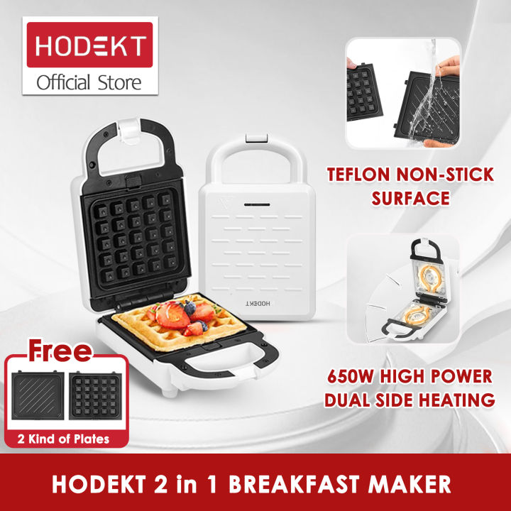HODEKT 2 in 1 Waffle Maker/Sandwich Maker Breakfast Maker Bread Toaster ...