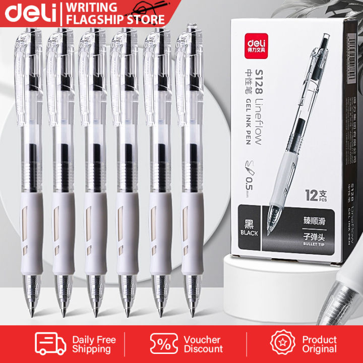 Deli S128 Smooth 0.5mm Ballpen Office School Gel Pen Spring Head ...