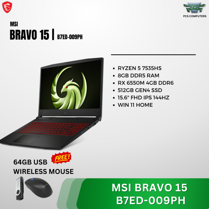 MSI Bravo 15 B7ED-009PH Gaming Laptop - RYZEN 5 7535HS, 8GB DDR5 RAM ...