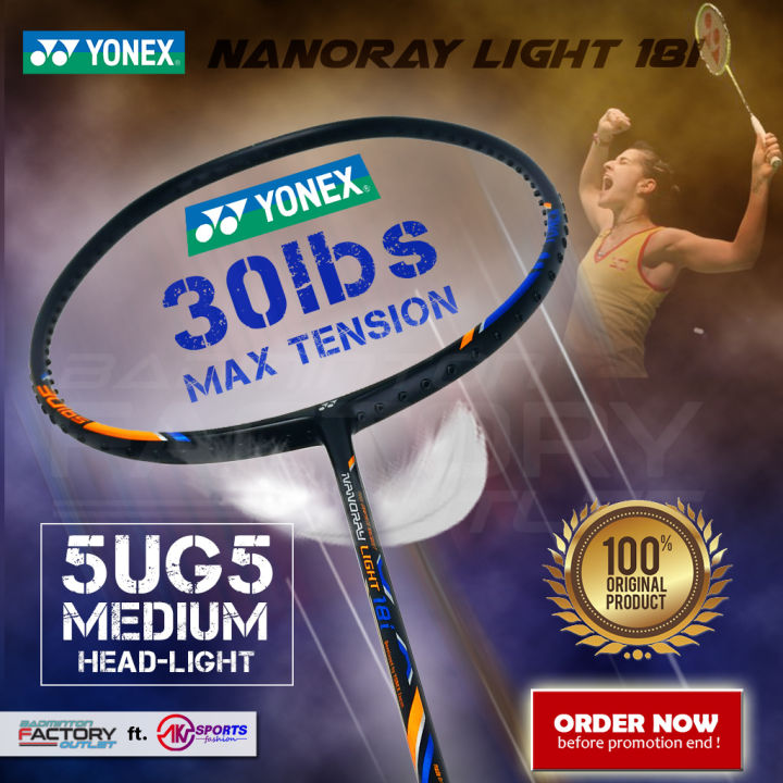 [FREE STRING & GRIP] Yonex Nanoray Light 18i Badminton Racket (UNSTRUNG) - H.M Graphite with ...