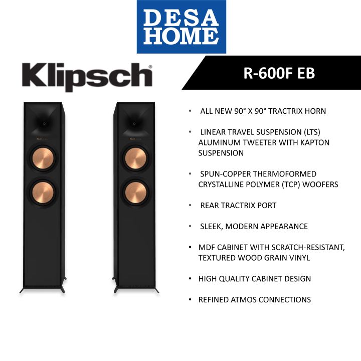 KLIPSCH R-600FEB 400W REFERENCE SERIES FLOOR STANDING SPEAKER R600FEB ...