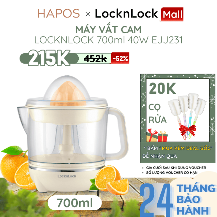 Máy vắt cam LocknLock EJJ231 700ml 40W - Hàng chính hãng, xoay ép 2 ...