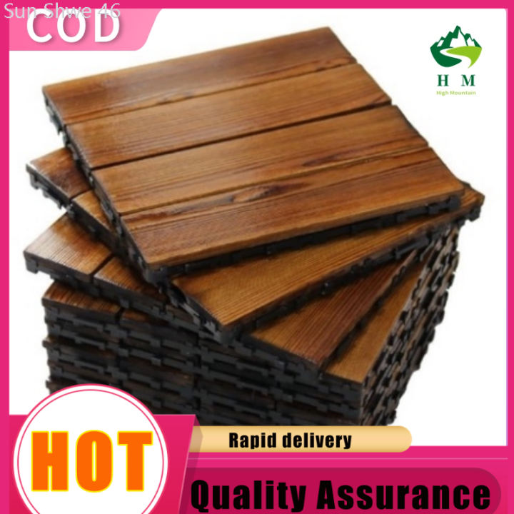【HM】Wood Flooring Wooden Tiles Garden Wooden Deck Tiles Decking Floor ...