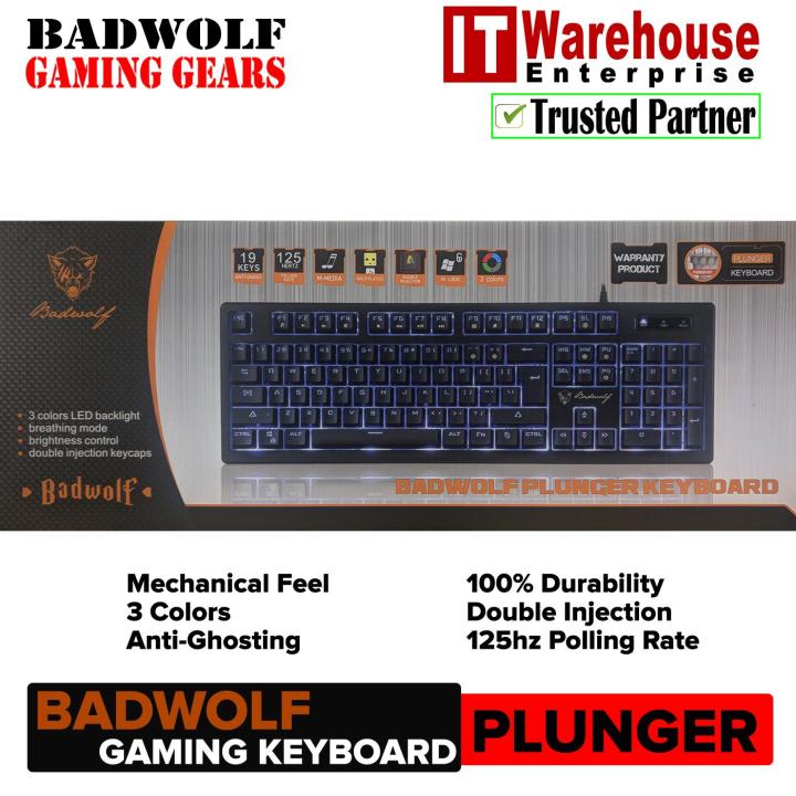 Badwolf Plunger Premium Gaming Gears Keyboard Mechanical Feel Double ...