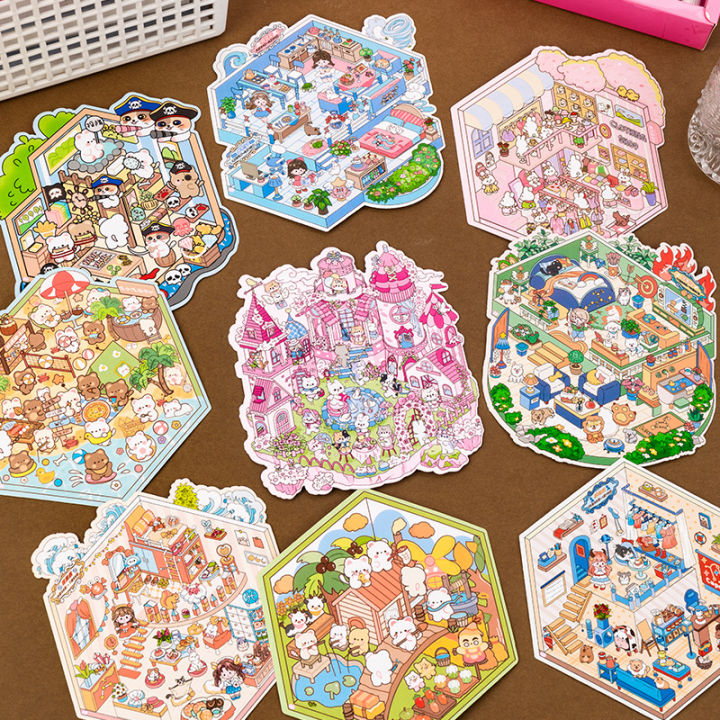 ENWEI 60 Pcs [Miniature Landscape Stickers Set Series] 3D Waterproof ...