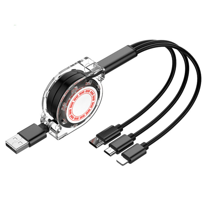 Telescopic 3 In 1 Fast Charging Cable Type C / Lightning iPhone/ Micro ...