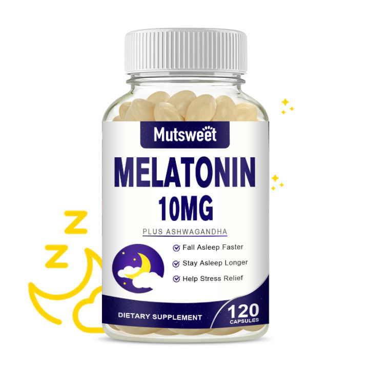 Melatonin Capsules 10mg with Ashwagandha Supports Fall Asleep Faster ...