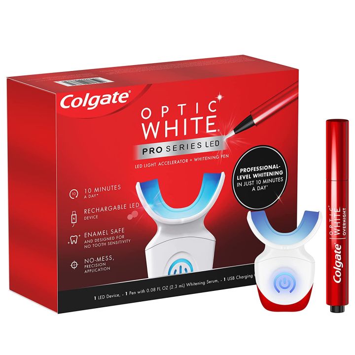Colgate Optic White Pro Series Teeth Whitening Pen and LED Tray Kit ...