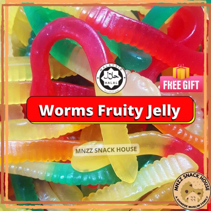 [BUY 5 FREE 1] Halal Jelly Worms Fruity Candy Soft Coklat Gummy Gula ...