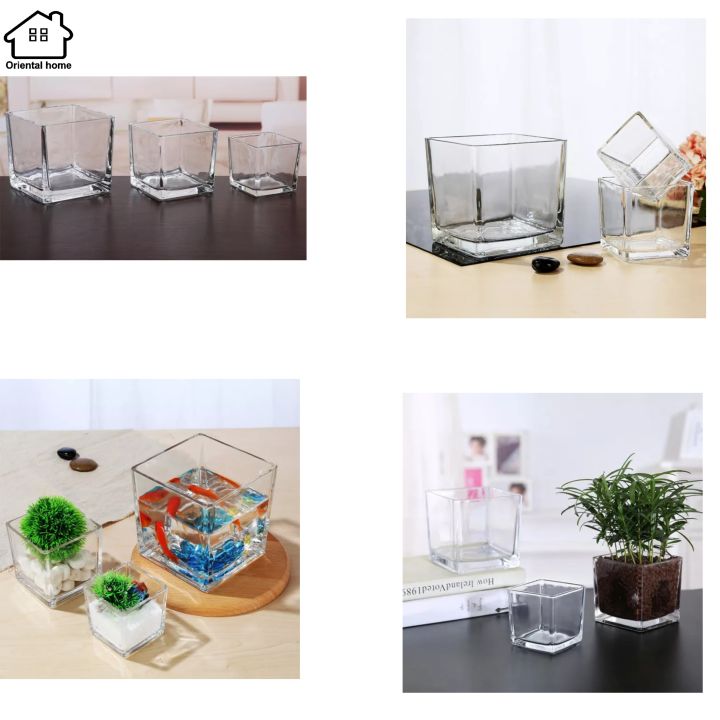 Clear Transparent Square Shape Flower Vase Perfect as a Wedding ...