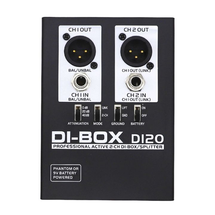 Audio Active DI BOX Direct Injection Box Low Noise Guitar DI 2 Channel ...