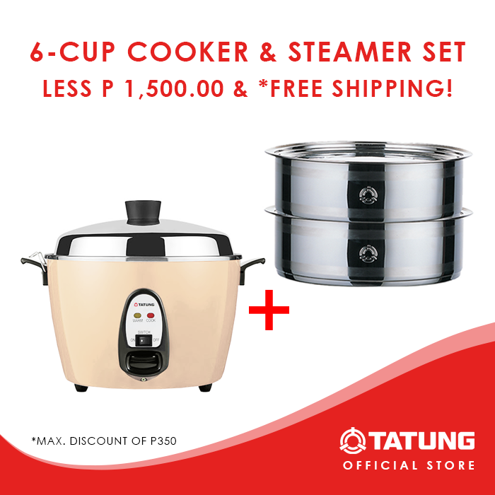 TATUNG 6-Cup Capacity Rice Cooker & 2-Layer Steamer Bundle Set | Lazada PH