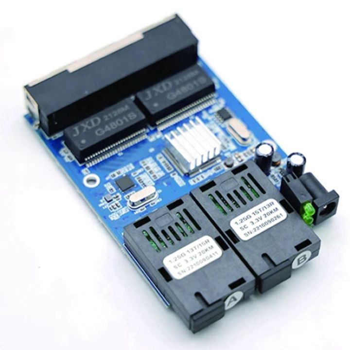 TECHCHIP-Gigabit Ethernet Switch 2 Fiber Optic Ports 4 RJ45 Port Media ...