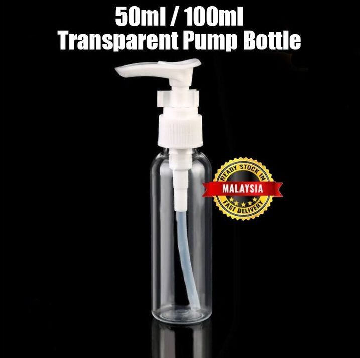 READY STOCK 50ml 100ml Transparent Pump Bottle, Botol dengan Pam ...