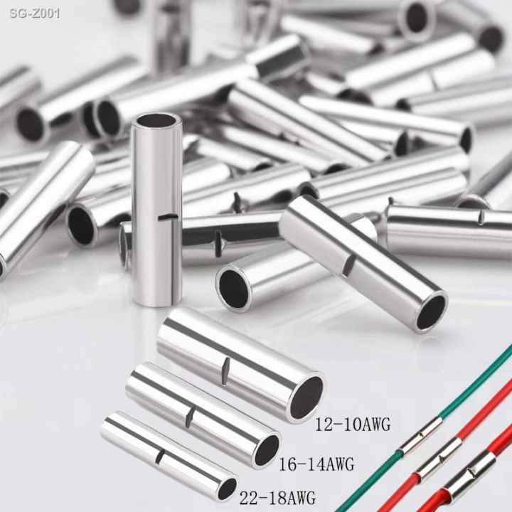 50pcs Butt Wire Copper Tinned Splice Crimp Bare Terminals Crimping Kit ...