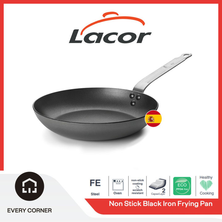 Lacor Carbon steel Iron Frying Pan. Seasoned with 2 layers Non-Stick ...