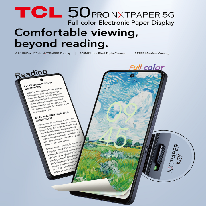 TCL 50 PRO NXTPAPER 5G Smart Mobile Phone Paperwhite eReader 108MP ...