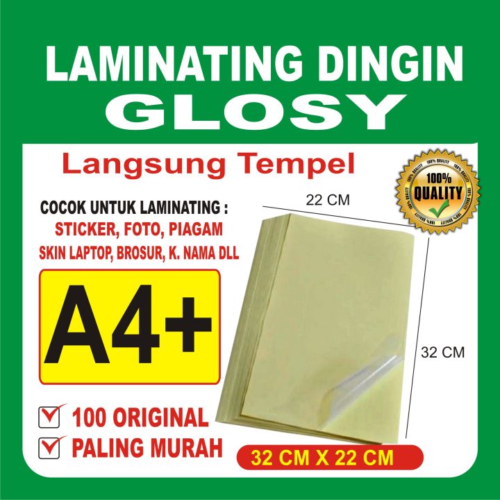 Plastik Laminasi Dingin A4+ isi 50 lembar - Motif Glossy, ( Sticker Bening Transparant Pelapis ...
