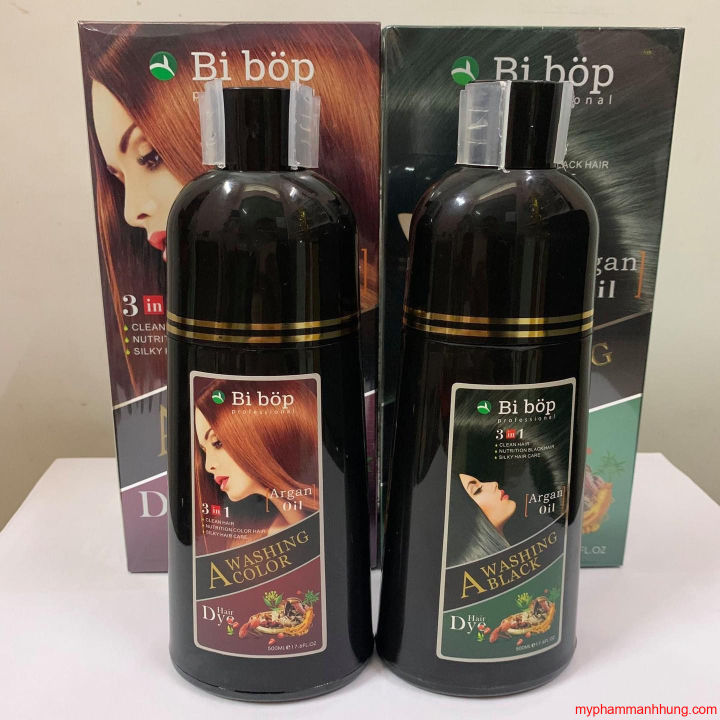 [FREE SHIP]Dầu Gội Phủ Bạc Đen [Nâu] BiBop Collagen Nhật Bản (500ml ...