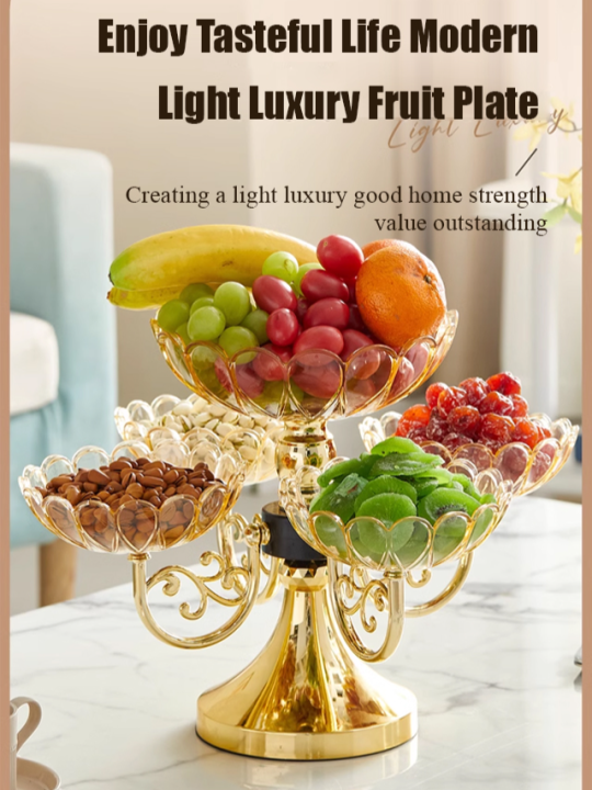 Multi Layered Rotating High-end Crystal Fruit Plate Anti-Slip 360 ...