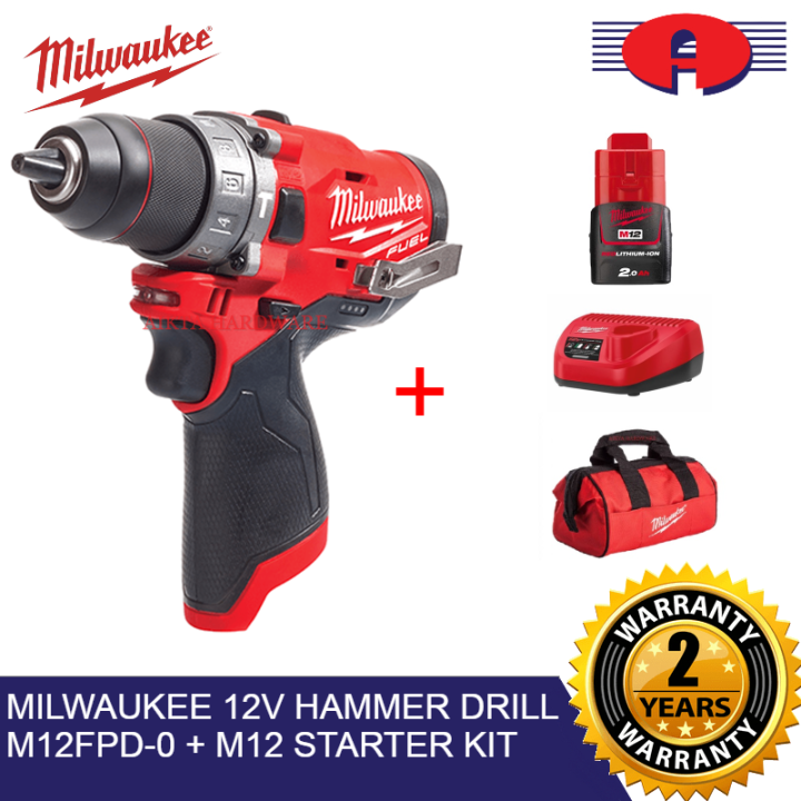 MILWAUKEE 12V COMPACT HAMMER DRILL M12FPD-0 STARTER KIT M12 | Lazada