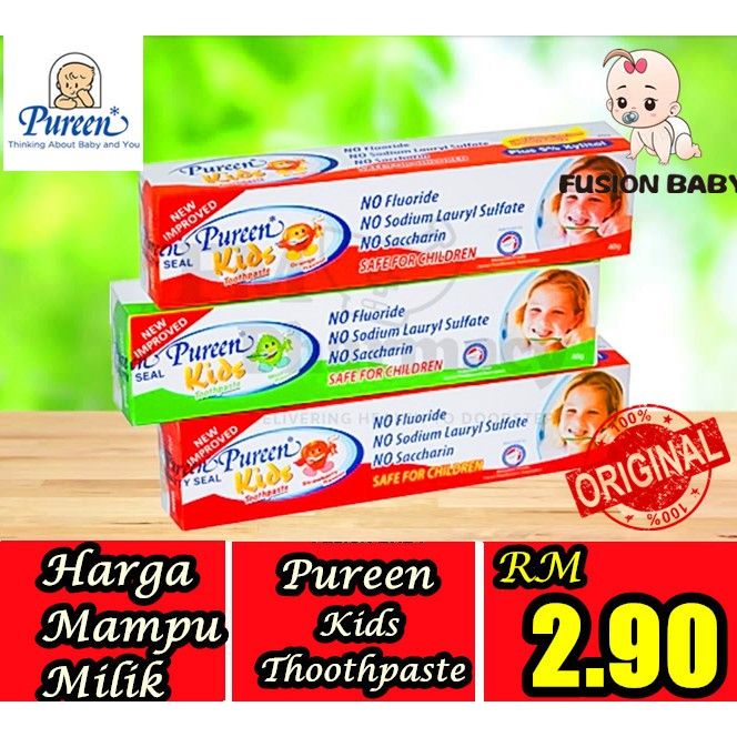 Pureen Kids Toothpaste 【Fluoride Free】【Soldium Lauryl sulfate Free ...