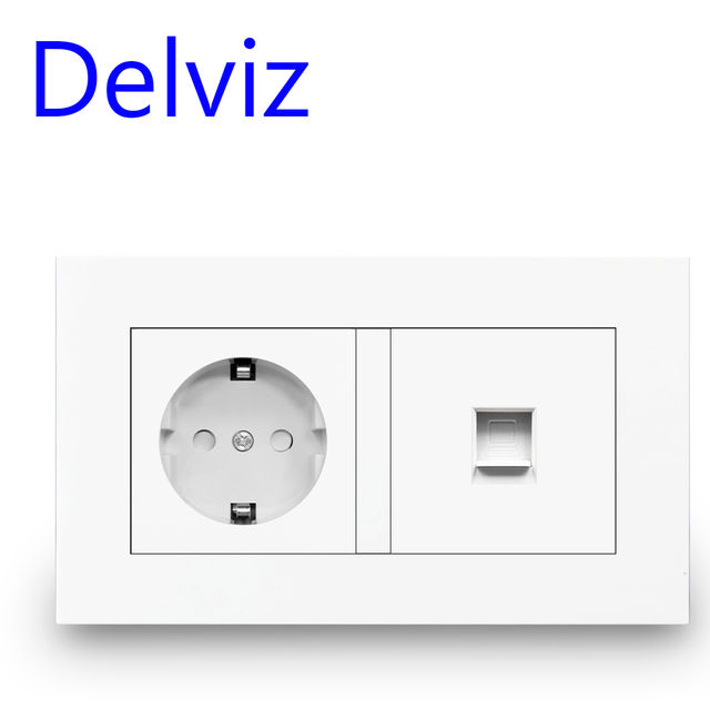 Delviz Rj45 Computer Wall Socket Computer Connect Jack Cat5e Connector Cable Network Interface ...