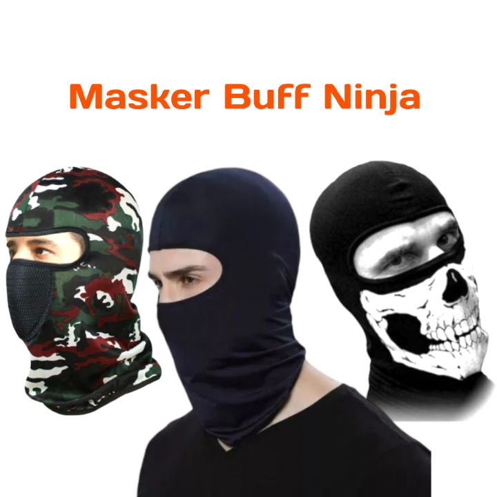 Masker Baf Ninja Berkendara Full Face Balaclava Masker Baff Motor Hitam ...