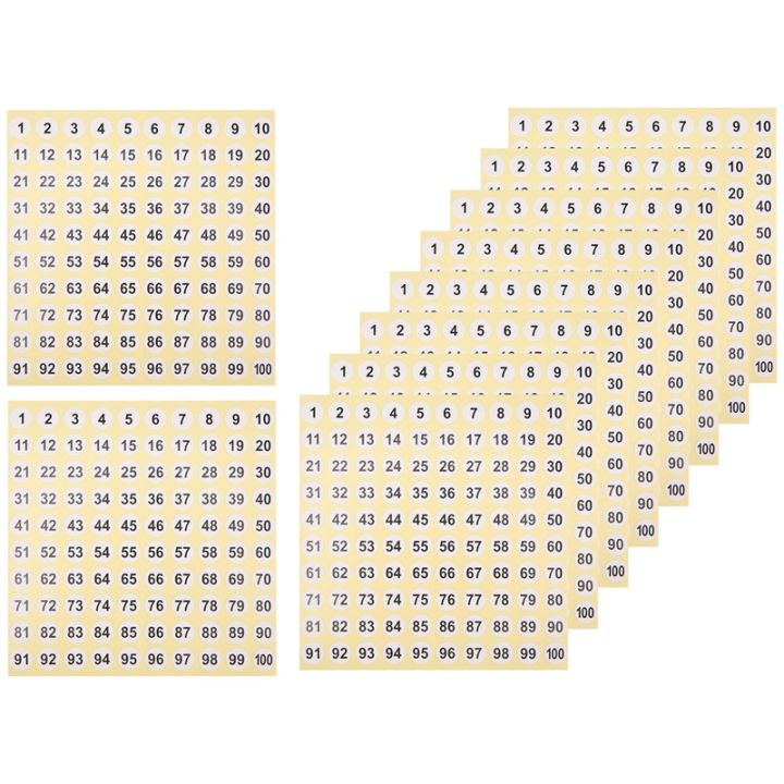 (SNMI) 100 Sheets Number Labels Stickers 1-100 Numbers Round Stickers 0 ...
