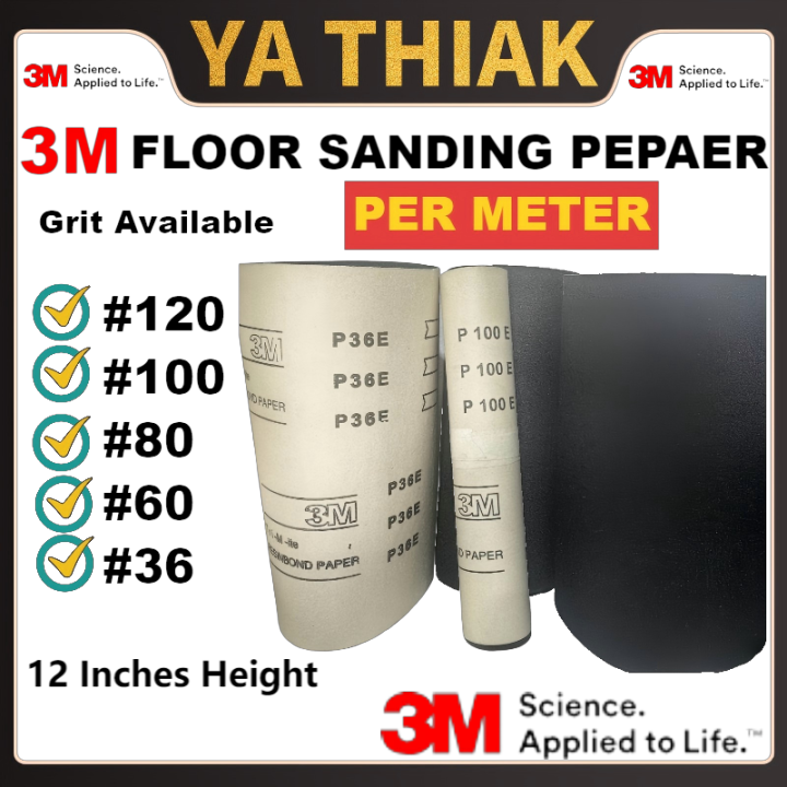 3M Floor Sanding Paper – #36 #60 #80 #100 #120 – 12” Height – Sold Per ...