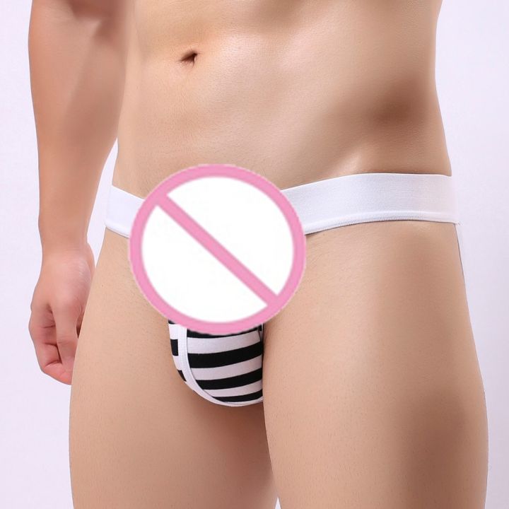 Golden Sexy Mens Striped Breathe Underwear Briefs Bulge Pouch Shorts