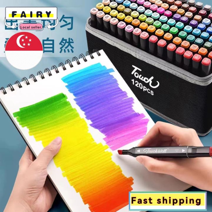 (SG Seller) Touch Colors Marker Pen 100 Color Double Headed Oily Marker ...