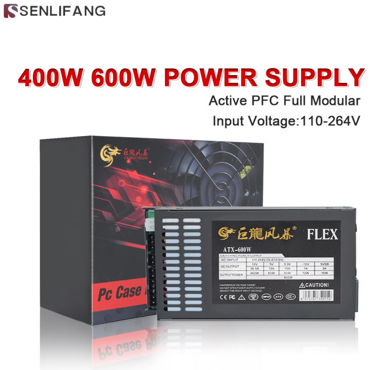 JULONGFENGBAO 400W 600W Full Modular PSU 110-264V 1U Mini Flex PC Power Supply For K39 A4 S3 G5 ...